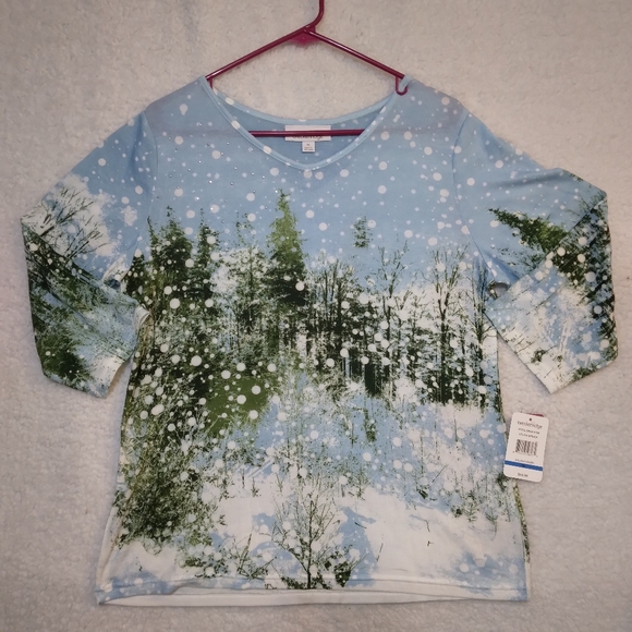 Breckenridge Tops Nwt Breckenridge Womens 34 Sleeve Holiday Cheer